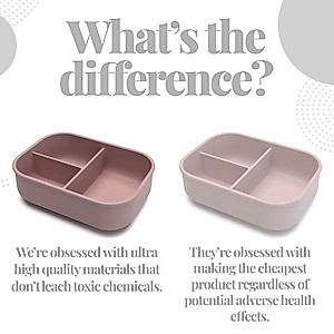 Silicone Bento Box for Kids, Toddlers and Adults - Made from Platinum LFGB German Silicone - Microwave, Dishwasher, Freezer and Oven safe - Lunch, Snack and Sandwich Food Container (Pastel Purple)