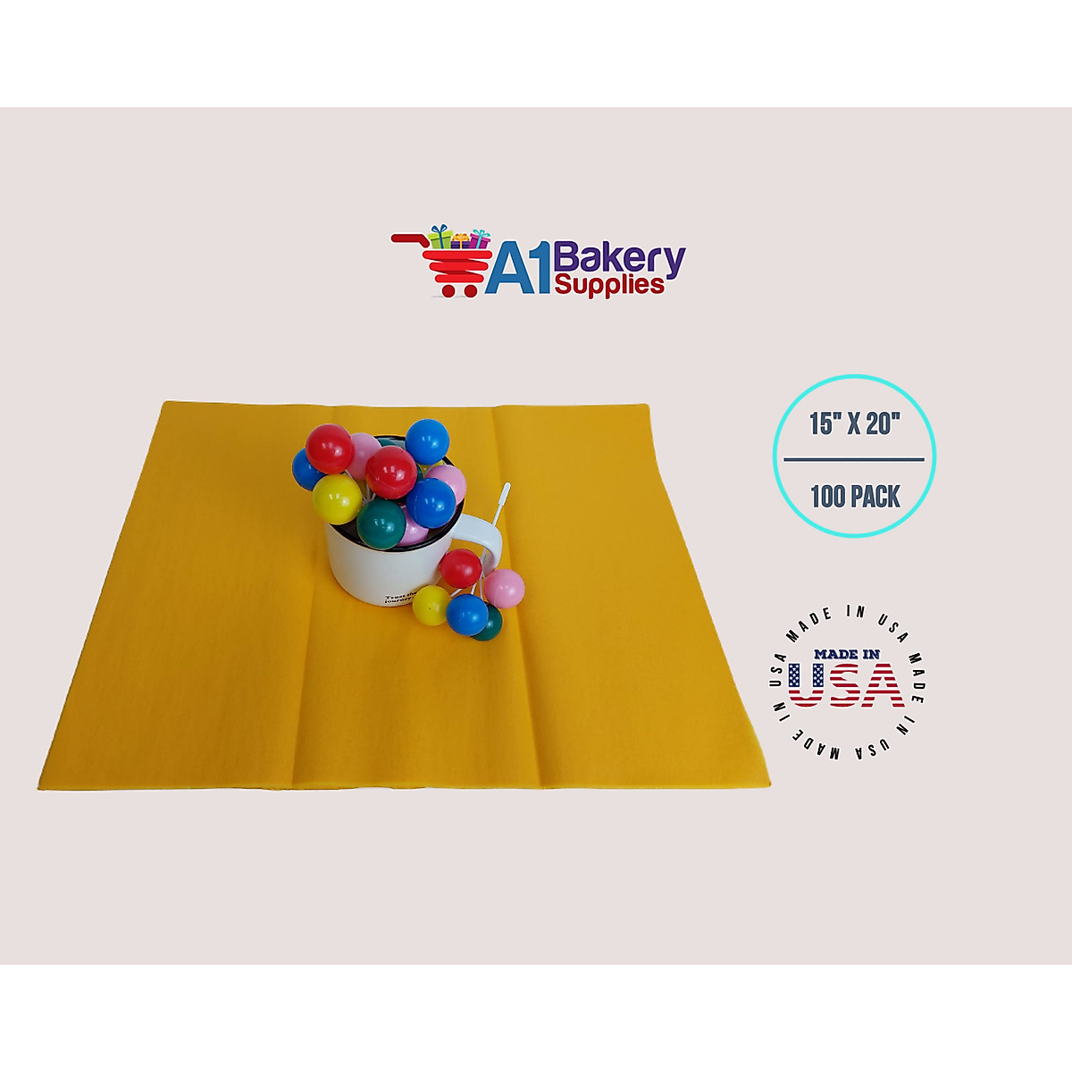 Goldenrod Tissue Paper 15 Inch X 20 Inch - 100 Sheet Pack Premium Tissue Paper By A1 bakery supplies