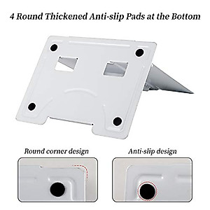 Blizzow Desk Book Stand Holders for Reading Hands Free, Durable Metal Adjustable Book Stand, Sturdy Lightweight Foldable Portable Bookstand -Cookbook, Recipe, Tablet, Music Book, Documents (White)