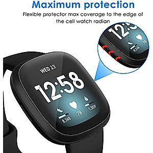NANW 12-Pack Screen Protector Compatible with Fitbit Versa 4/Sense 2/Sense/Versa 3, Full Coverage Flexible Protective Film Screen Cover Saver Ultra Clear Anti-Bubble Screen Protector for Sense 2 Smartwatch