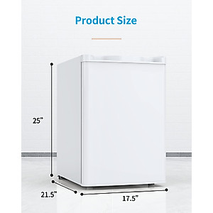 2.1CU.FT Compact Upright Freezer, Mini Freezers Reversible Single Door Table Top for Ice Cream/Breast Milk/Sea Food, Adjustable Removable Shelves, (White)…