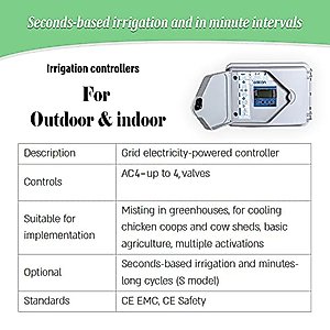 Galcon 8054S AC-4S Watering Timer Propagation & Irrigation Smart sprinkler Controller for Indoor & Outdoor with Daily / Cyclic Programming, Home or Gardens, Misting Seeds, Nurseries and Greenhouses