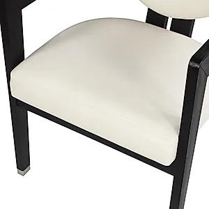 Best Master Furniture Noelani Mid-Century Modern Wooden Dining Faux Leather Cream Cushions, 1 Chair, Black