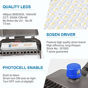 2Pack 320W LED Parking Lot Lights 44800lm (Eqv.1200W MH/HPS) 5000K Daylight Led Parking Lot Lighting with Photocell,Arm Mount, IP65 Outdoor Area Light Energy Saving Upto 2400KW*2/Y(5Hrs/Day)