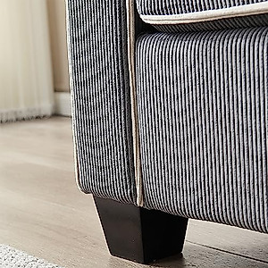 FANYE Gray 2 Accent Deep Cushions Seaters Plastic Legs Loveseat Double Couch with Storage, Modern Corduroy Upholstery Sofa Love Seat W/Square Armrest for Home Office Apartment Small Space Living Room