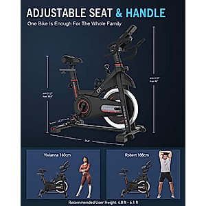Exercise Bike Stationary, CHAOKE Indoor Cycling Bike with Heavy Flywheel, Comfortable Seat Cushion, Silent Belt Drive, LCD Monitor for Home Gym Cardio Workout Training