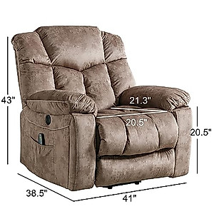 CANMOV Large Power Lift Recliner Chair for Elderly, Massage and Heated Lift Chair for Seniors Big and Tall People, Fabric Reclining Chair with Concealed Cup Holders, Side Pocket, USB Port (Camel)