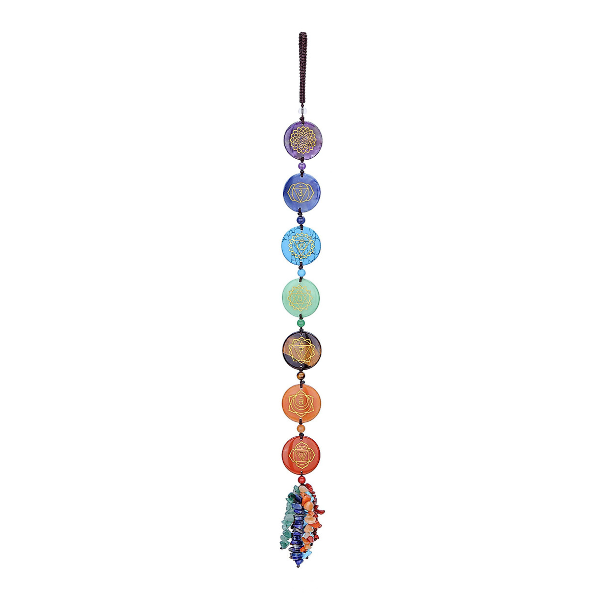 CrystalTears Chakra Stones Crystal Hanging Ornament Reiki Healing Crystals Tassel Car Hanging Accessories Gemstone Wall Window Hanger for Home Indoor Outdoor Decor Meditation Yoga