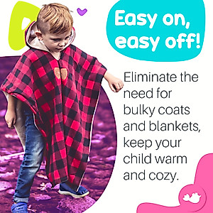 Birdy Boutique Car Seat Poncho for Kids – Safe to Use Over Seat Belts – Reversible Warm and Cozy Blanket – Easy on Easy Off and Doesn’t Impact Car Seat Performance – Deer and Buffalo Plaid – One Size