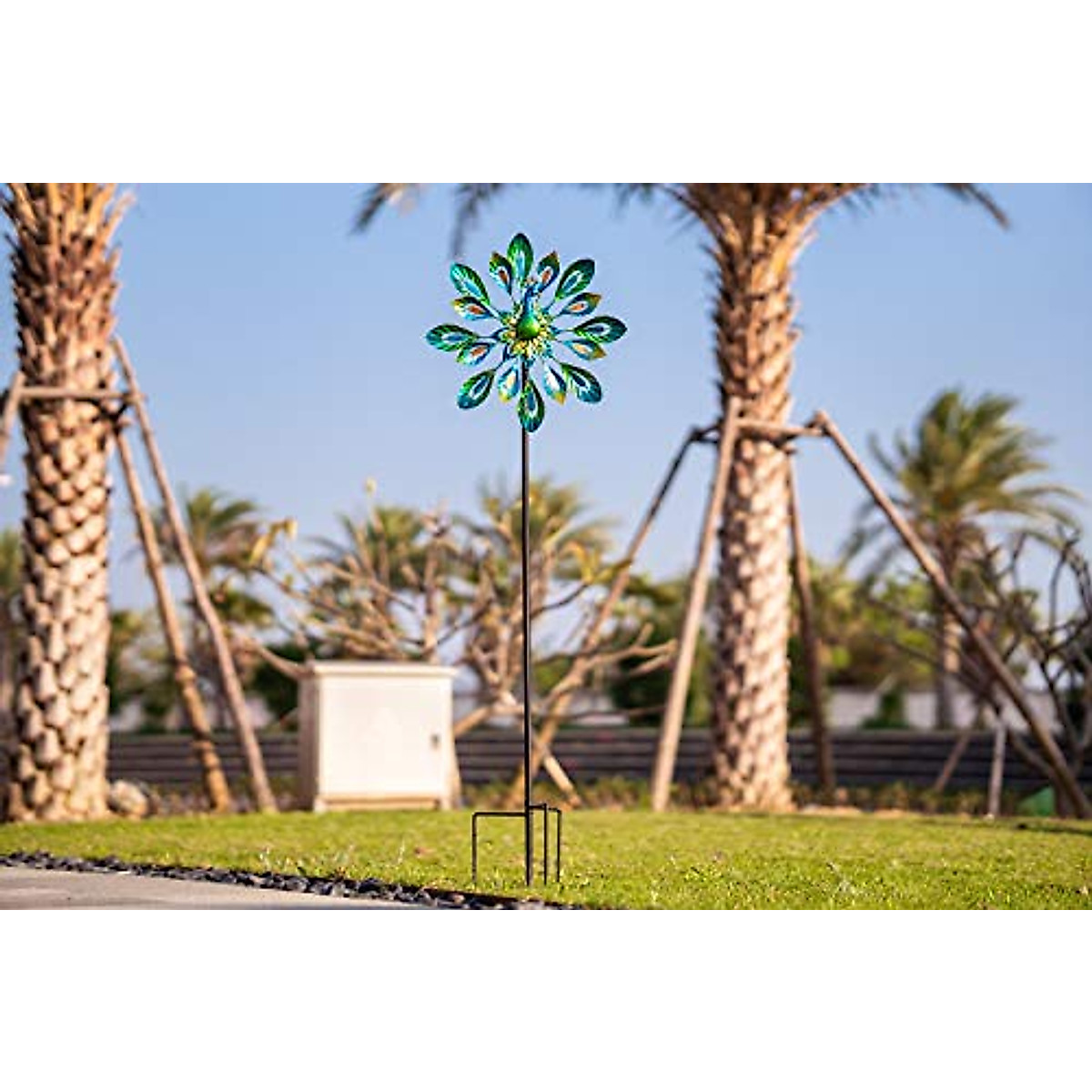 MUMTOP Wind Spinner 51" Peacock Double Wind Sculpture is Suitable for Decorating Your Patio, Lawn & Garden