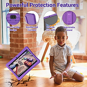 Contixo Kids Tablet K102-10-inch HD, Ages 3-7 Toddler Tablet, Parental Control, Android 10, 64GB, WiFi, Learning Tablet for Children with Disney E-Book Pre-Installed, Kid-Proof Case, Purple