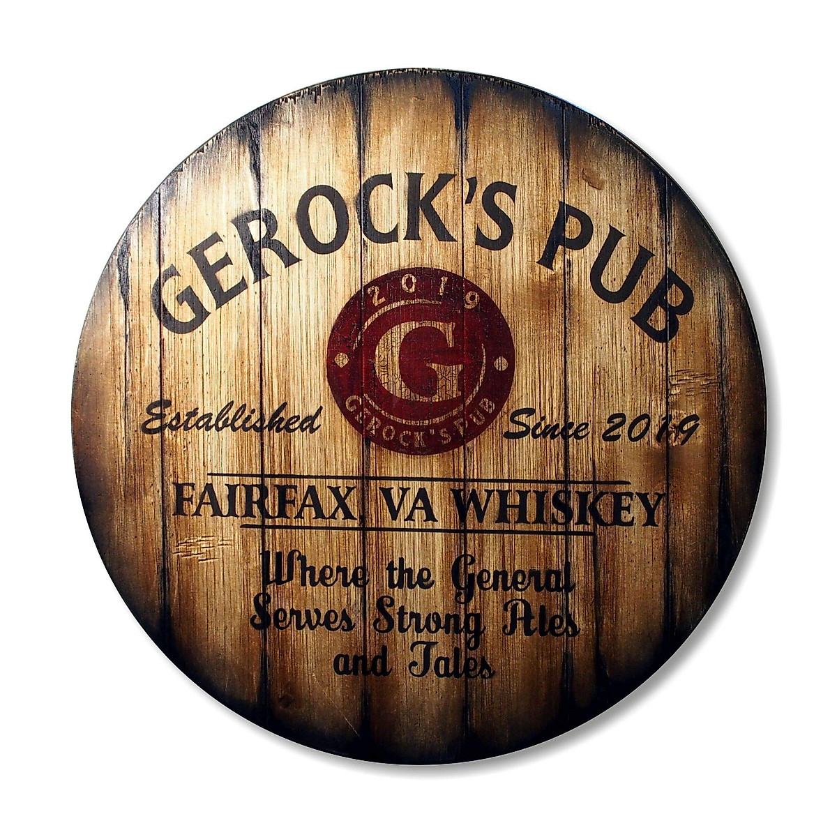 Set of 2 Personalized Barstool Replacement Seat, Personalized Bar Stools Tops, Vintage Heavy Duty Stool Seat, Custom Artwork Painted on Rustic Wood Inspired by Whiskey and Wine Barrels