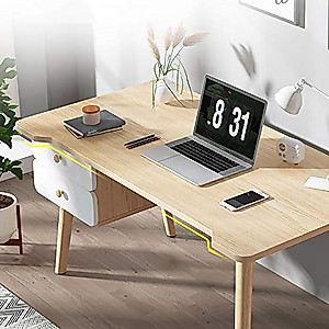 Simple Computer Desk with 2 Drawers,Wooden Study Writing Desk Home,Modern Style Sturdy Pc Laptop Table for Home Office Workstation