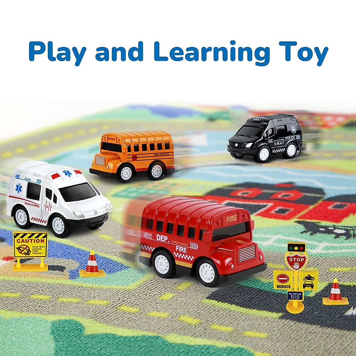 Hot Toddlers Toys with Playmat 12 Pack Die-Cast Pull Back Cars Toys Wheels Vehicles Cars for Toddlers 1-3