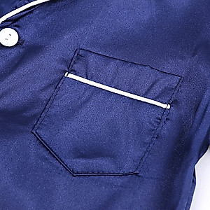 MYGBCPJS 2Pcs Boys Girls Satin Pajamas Set Long Sleeve Classic Silk Pjs Sleepwear Button-Down Top + Pants Loungewear