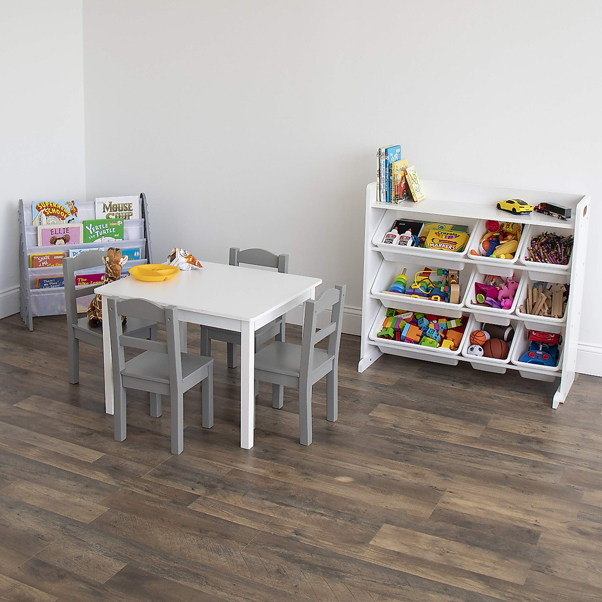 Humble Crew Toy Storage Organizer with Shelf and 9 Storage Bins, White