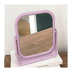 DYPASA Mirror Desktop Makeup Mirror Female Student Dormitory Desktop can Stand Lovely Portable Vanity Mirror Small Square Household Double-Sided Mirror (Color : Purple)