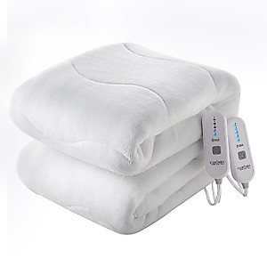 CAROMIO Heated Mattress Pad King Size 78x80 Inch, 4 Heating Levels and 10 Hours Auto Off Quilted Mattress Heating Pad Machine Washable Electric Mattress Pad with Dual Control, White