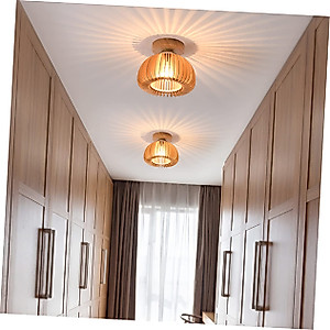 DOITOOL 1pc Wooden Ceiling Lamp Ceiling Light Fixture Flush Mount Light Fixture Ceiling Lamp Shade Light Fixtures Ceiling Mount Hallway Light Fixtures Ceiling Entryway Light Fixture