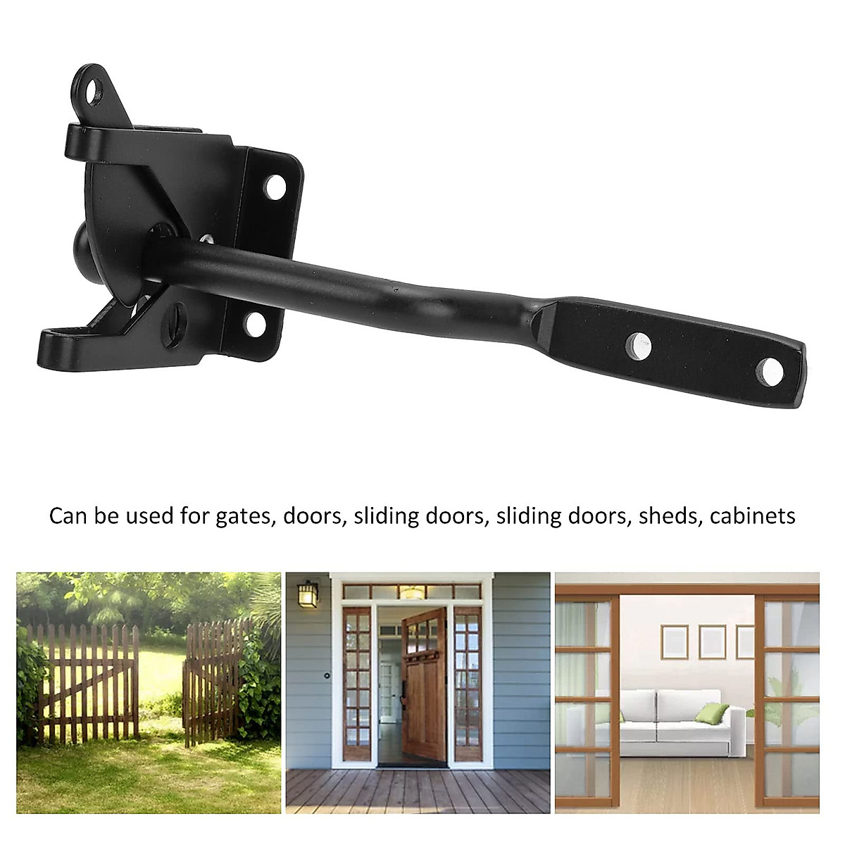 VTOSEN Black Door Locks Hasp Latch - Carbon Steel Security Padlock Clasp for Sheds, Closets, Lockers - Wood Fence Gate Latch, Door Hinge, Garden Door Lock