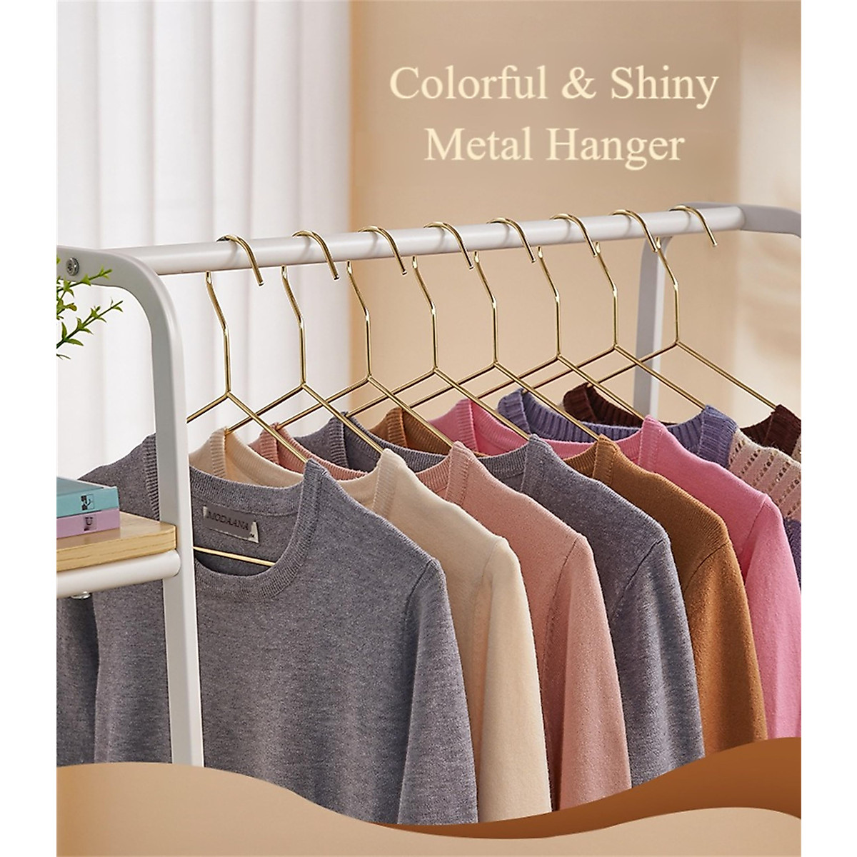 Better to U 17 Inch Metal Clothes Hanger 20 Pack, 4.0mm Heavy Duty Shirt Blouse Hanger for Coat Suit Bridal Boutique, Space Saving Slim Wire Hanger for Camisole Trousers Wedding Dress（Gold）