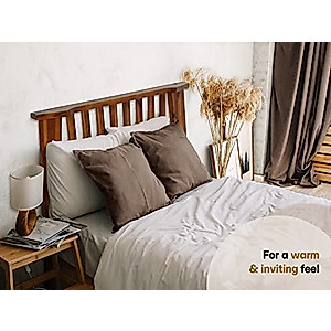 Acacia Kaylin Bed Frame with Headboard Solid Wood Platform Bed, Scandinavian Signature 45 inch High Headboard Wood Bed Compatible with All Mattress Types, 30 Mins Assembly, Twin Bed Frame, Caramel
