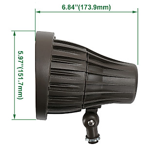 GKOLED 30Watt Bullet LED Spotlight, Narrow Beam Angle COB LED Round Spotlight, 5000K Daylight White, 3350 Lumens, 120-277V, Outdoor Flag Pole Spotlight Fixture, UL Listed