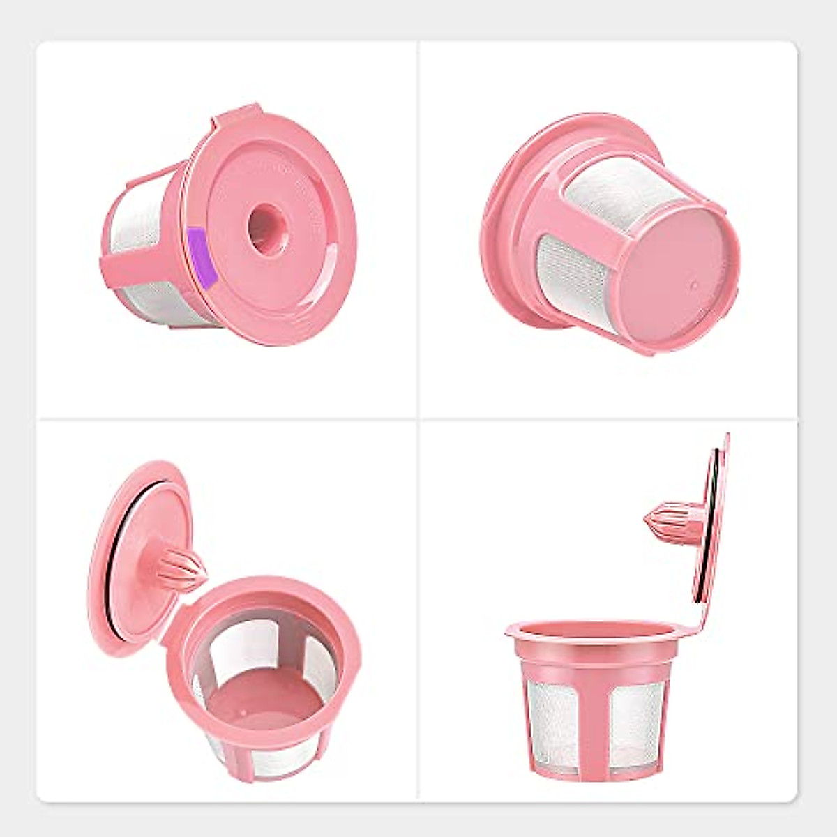 i Cafilas Week Reusable Cup Accessories for Keurig Filter K mini Plus,K-Cafe,K-cafe K83,K-Latte,K45 Elite,K-Classic,K-Compact,Reusable K Pods 2.0 and 1.0 Brewer (6 pcs in Pink)