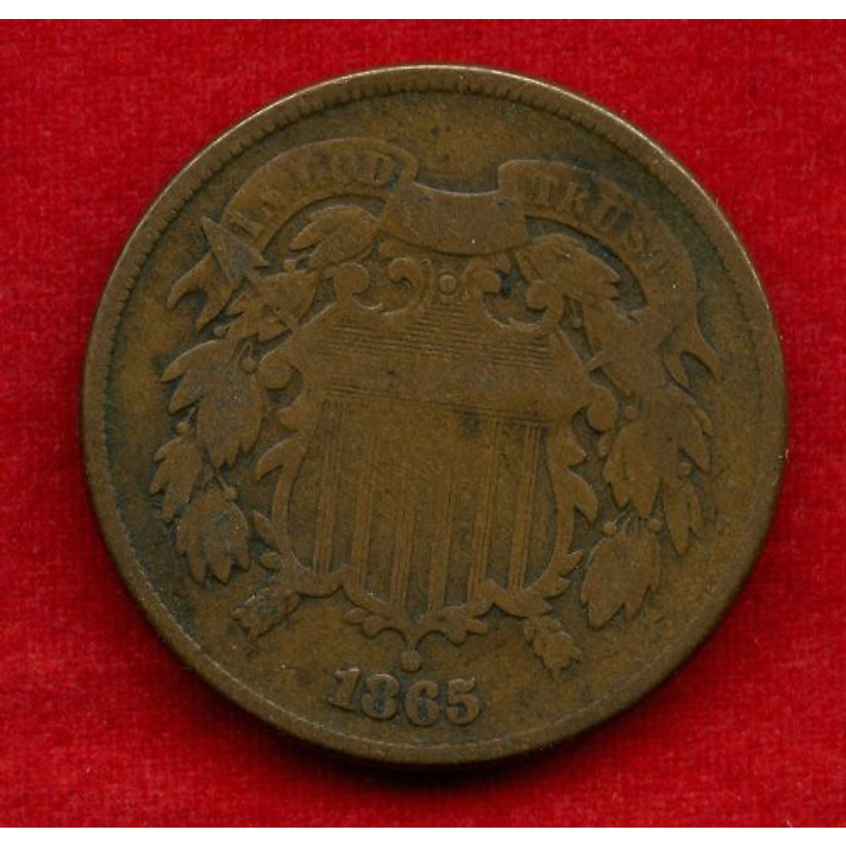 1865 U.S. Civil War Era Two-Cent Piece Coin