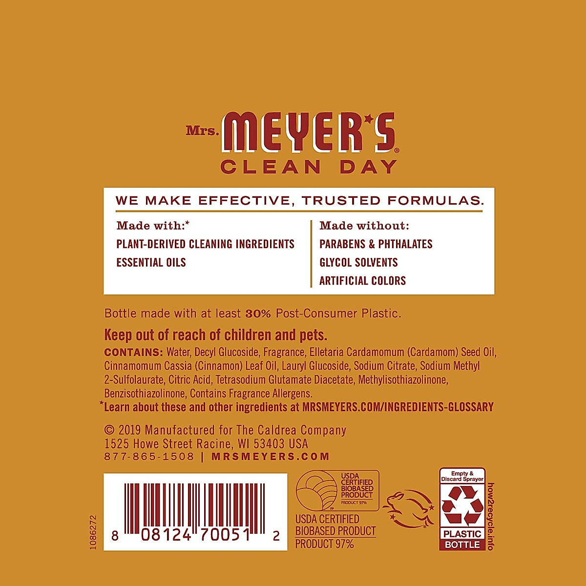 Mrs. Meyer's Multi-surface Cleaner, Acorn Spice, 16 Fl Oz (Pack of 1)