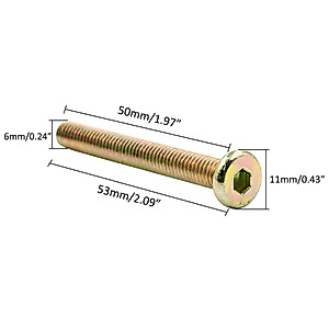Mecion 10 Pcs Crib Screws M6 x 50mm Zinc Plated Hex Socket Head Cap Screws for Beds Headboards Chairs Furniture