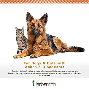 Herbsmith Comfort Aches – Herbal Pain Relief for Dogs + Cats – for Pet Aches + Pains – Anti-Inflammatory Supplement – 20 Tablets