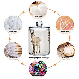 2 Pack Qtip Holder Dispenser with Lids, Funny Donkey Plastic Storage Containers,Bathroom Canisters Organizer for Cotton Ball, Cotton Swab, Cotton Round Pads, Floss 21218399