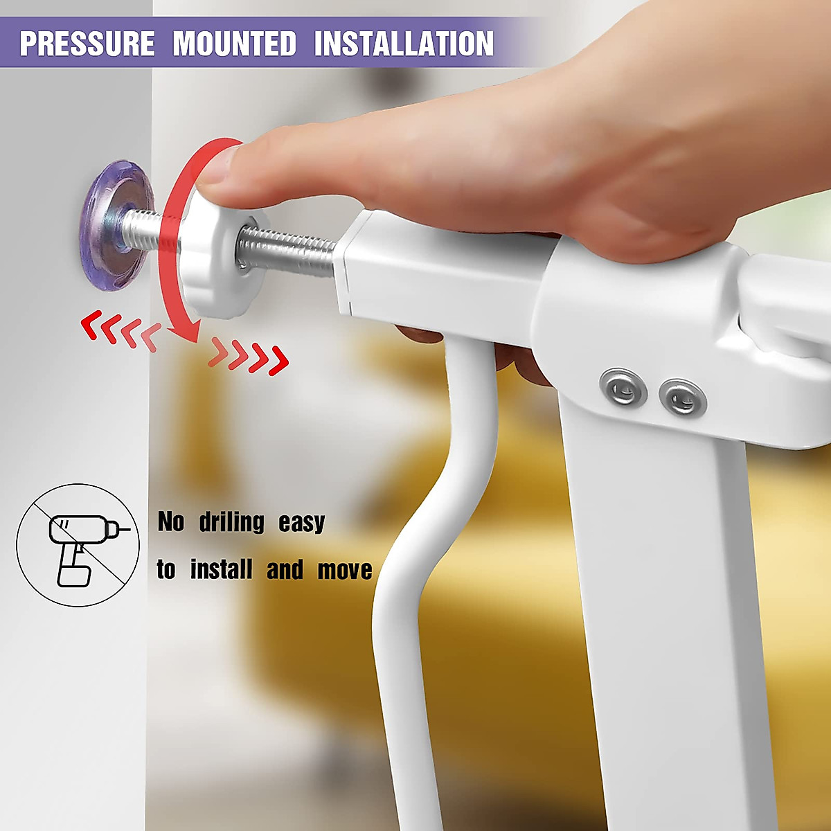 Easy Walk Baby Gate for Stairs & Doorways with Optional Extensions, Detachable Extra Wide Pet Gates with Automatic Closing, Safety Gate, Dog Playpen for Hallway