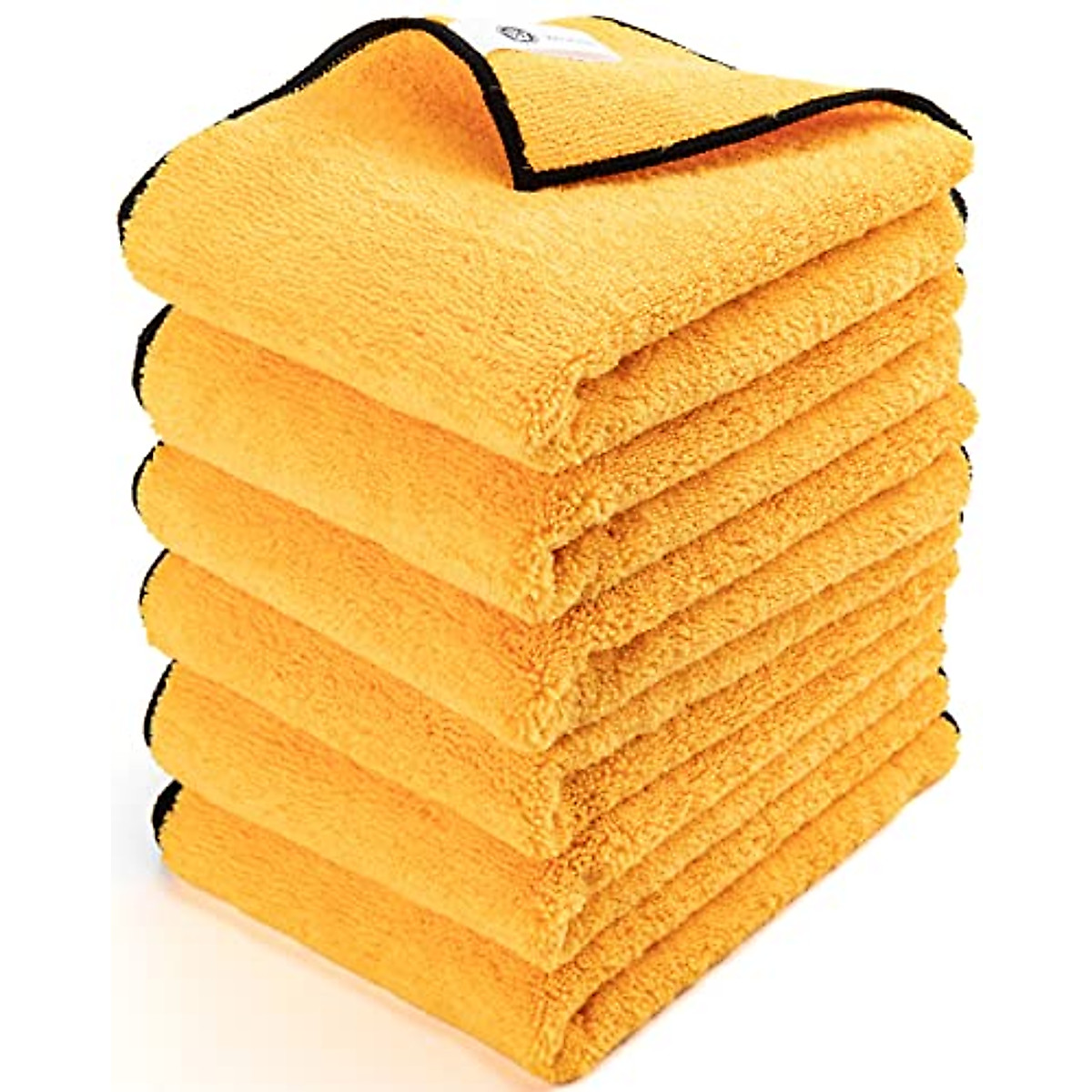 WEAWE Microfiber Towels for Cars - 6 Pack (23.6” x 15.7”),one Side Extended Pile Microfiber Cleaning Cloth for Car Washing Drying & Auto Detailing Strong Water Absorption Streak Free Non-Fading(Gold)