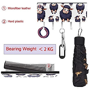 Cute Cartoon Sheep Pattern Rack Organizer with 5 Hooks Wall Bathroom Kitchen Shelf Rack Multifunctional Storage Shelf