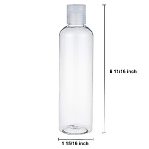 Bekith 16 Pack Plastic Empty Squeeze Bottles with Disc Top Flip Cap - 8oz Travel Containers For Shampoo, Lotions, Liquid Body Soap, Creams, Clear