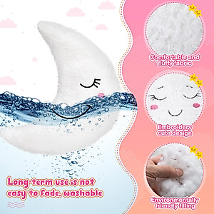 Queekay Cloud Rainbow Sun Moon Star Shaped Pillow 3 Pcs Nursery Stuffed Throw Pillows Kids Cute Cushion Children Soft Plush Pillow for Baby Room Reading Nook Decorations Gift(Moon, Star, Cloud)