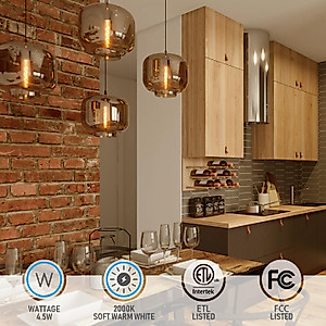 TORCHSTAR LED Vintage Spiral Filament Bulb T10, 4.5W 7.17inch Long Tubular Edison Light Bulbs, E26 Base, Dimmable T10 Filament Bulb for Wall Lamp, Amber Glass, 2000K Soft Warm, ETL/FCC, Pack of 4