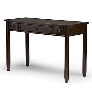 SIMPLIHOME Warm Shaker SOLID WOOD Rustic Modern 48 inch Wide Home Office Desk, Writing Table, Workstation, Study Table Furniture in Tobacco Brown with 2 Drawers