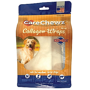 Pet Factory CareChewz Collagen 6-7" Large Wraps Dog Chew Treats - Natural Flavor, 2 Count/1 Pack