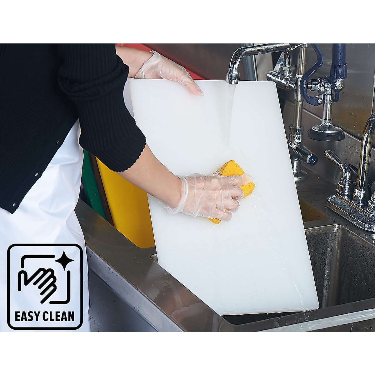 CURTA Cutting Boards for Kitchen, 24" x 18" x 0.5" White Color Coded Plastic Commercial Chopping Board Anti Slip Surface Dishwasher Safe