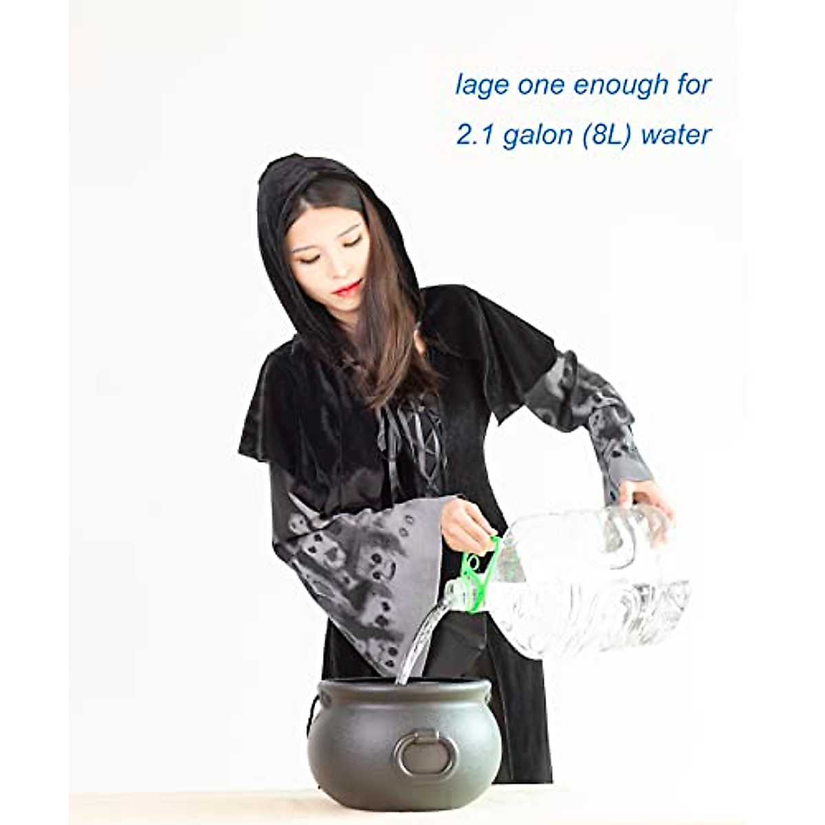 Glocamping 11" and 7.4” Package Large Easter Day And Halloween Black Plastic Witch Cauldron Kettle, Candy Holder, Party Favor Decoration