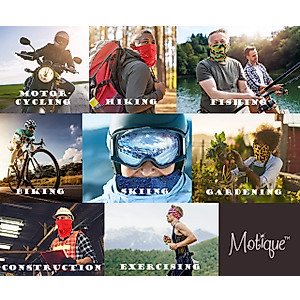 Motique Accessories Set of 3 Paisley Bandana Neck Gaiter Tube Headwear Motorcycle Face Scarf (Black Paisley Flowers)