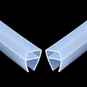 Tkocisa 2 Pack Frameless Shower Door Seal Strip Glass Sweep, Side with Adjustable Length to Stop Leaks, Create a Water Barrier(3/8''- Thickness x 78'' Length), Clear