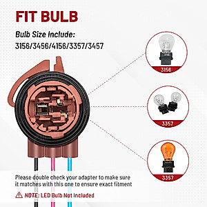 RED WOLF 3157 3156 Pre-Wired Harness Socket Adapter Pigtail Connector Plug Compatible with GM GMC Chevy Buick Cadillac 1997-2007 for Parking/Signal/Brake Light Female Adaptor Wiring Extension