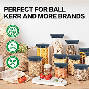 Wide Mouth Mason Jar Lids - Large Mouth Canning Lids Fit for All Wide Mouth Mason Jars,Food Grade Silicone Mason Jar Caps,Dishwasher Safe,Leak Proof Reusable Lids