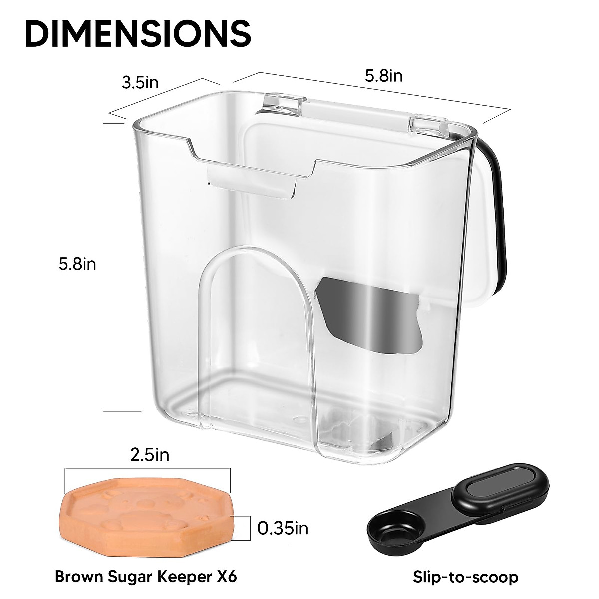 MOJIEZUO 6 Pack Brown Sugar Keeper Bear Design Brown Sugar Saver Softener Disc, Airtight Storage Container with Lid Food Storage Containers, Slip-to-Scoop for Sugar Dusting, Reusable and Food Safe