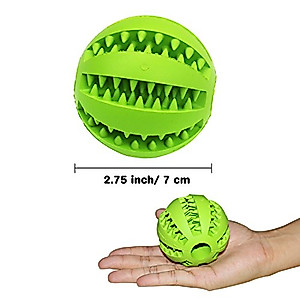 Idepet Dog Toy Ball, Nontoxic Bite Resistant Toy Ball for Pet Dogs Puppy Cat, Dog Pet Food Treat Feeder Chew Tooth Cleaning Ball Exercise Game IQ Training Ball(2 Pack-Blue&Green)