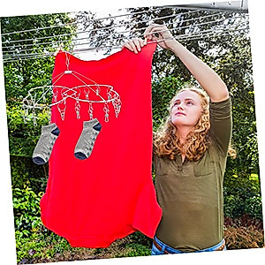 OKUMEYR 1pc Drying Rack Stainless Steel Clips Foldable Clothes Drying Rack Folding Clothes Hanger Clothes Drying Hanger Laundry Drying Rack Collapsible Multi Hanger Stainless Steel Silver